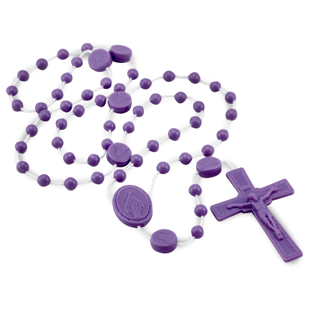 Rosaries Plastic Purple Beads Miraculous Bulk Lot of 100 ! Made in Ita ...
